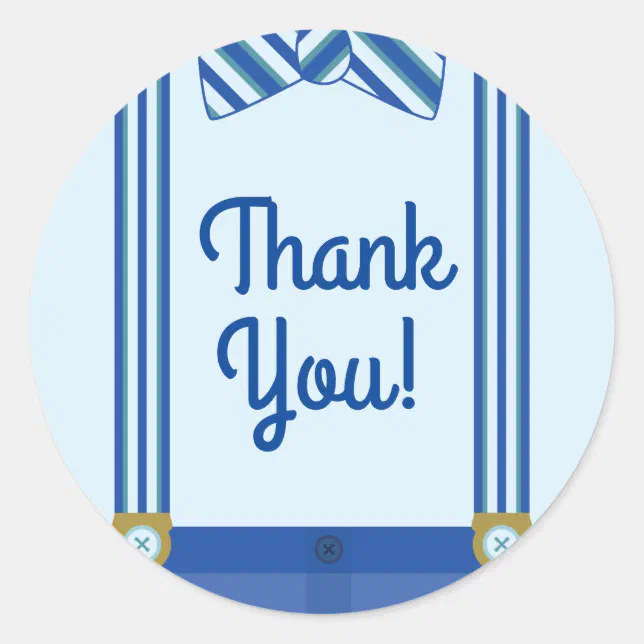 Little Man Boy's 1st Birthday Party Classic Round Sticker | Zazzle