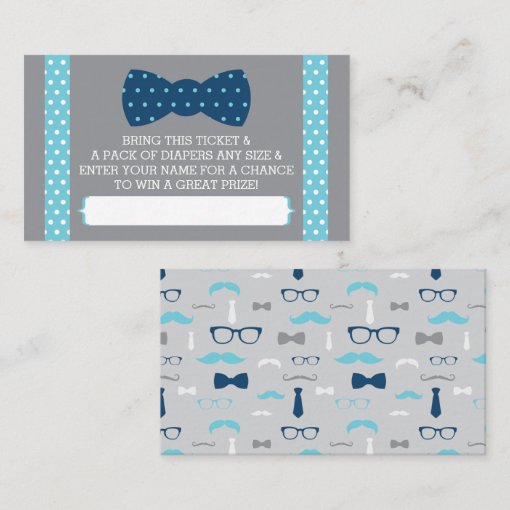 Little Man Diaper Raffle Ticket, Baby Blue, Navy Enclosure Card | Zazzle