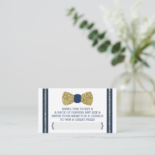 Little Man Diaper Raffle Ticket, Gold, Navy Enclosure Card | Zazzle