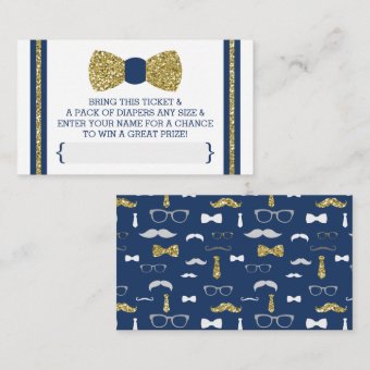Little Man Diaper Raffle Ticket, Gold, Navy Enclosure Card | Zazzle