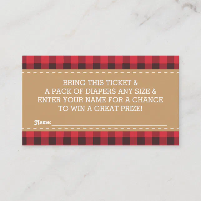 Little Man Diaper Raffle Ticket, Lumberjack Enclosure Card | Zazzle