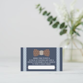 Little Man Diaper Raffle Ticket, Navy Blue, Brown Enclosure Card | Zazzle