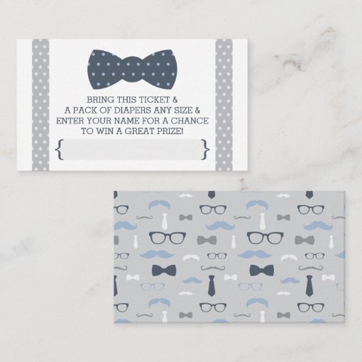 Little Man Diaper Raffle Ticket, Navy Blue, Gray Enclosure Card | Zazzle