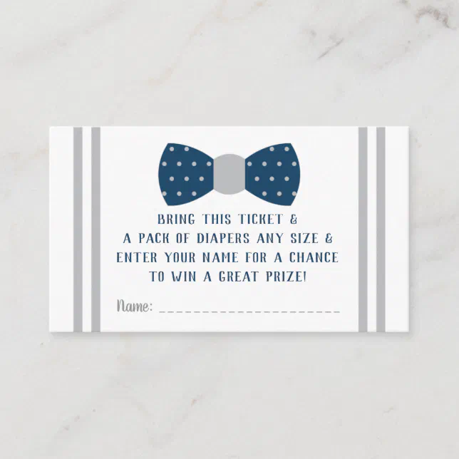 Little Man Diaper Raffle Ticket, Navy, Gray Enclosure Card | Zazzle