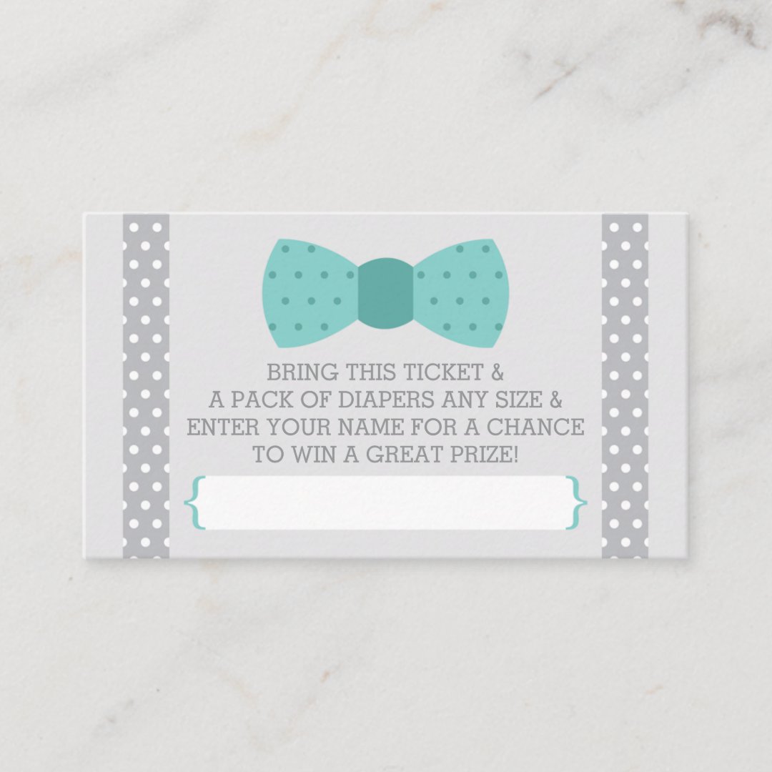 Little Man Diaper Raffle Ticket, Teal, Gray Enclosure Card | Zazzle