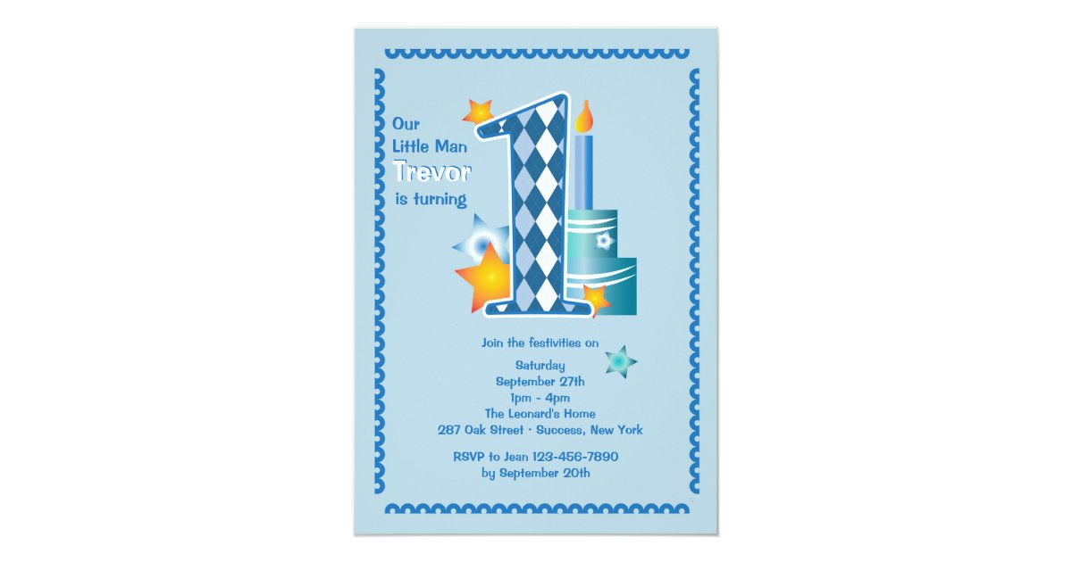 Little Man First Birthday Invitation | Zazzle.com