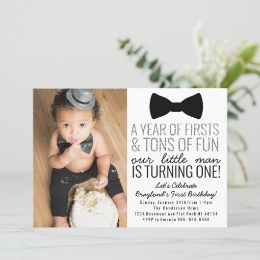 Little Man First Birthday Invitation | Zazzle