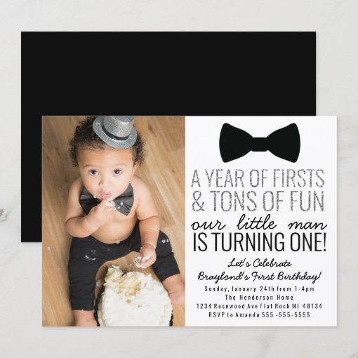 Little Man First Birthday Invitation | Zazzle