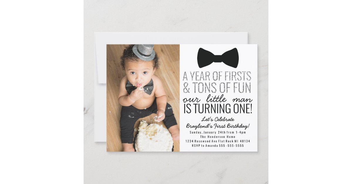 Little Man First Birthday Invitation | Zazzle
