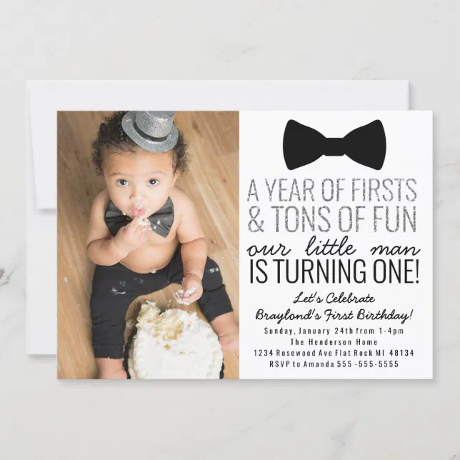 Little Man First Birthday Invitation | Zazzle