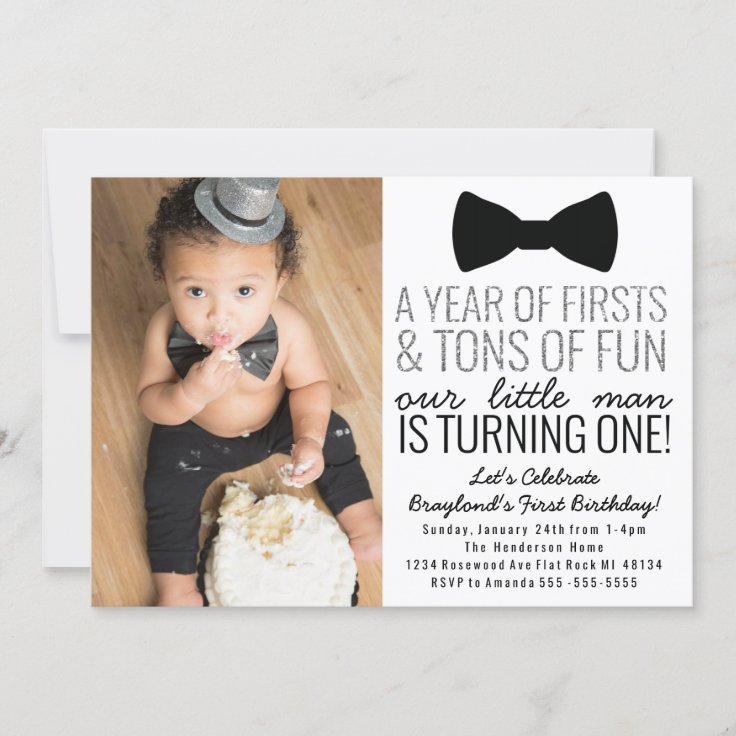 Little Man First Birthday Invitation | Zazzle