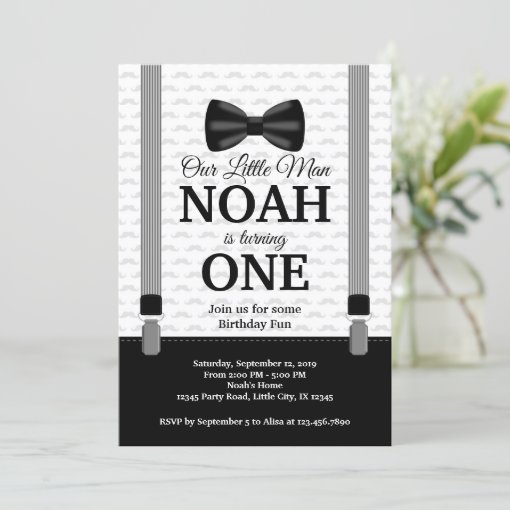 Little Man first birthday invitation boy birthday | Zazzle