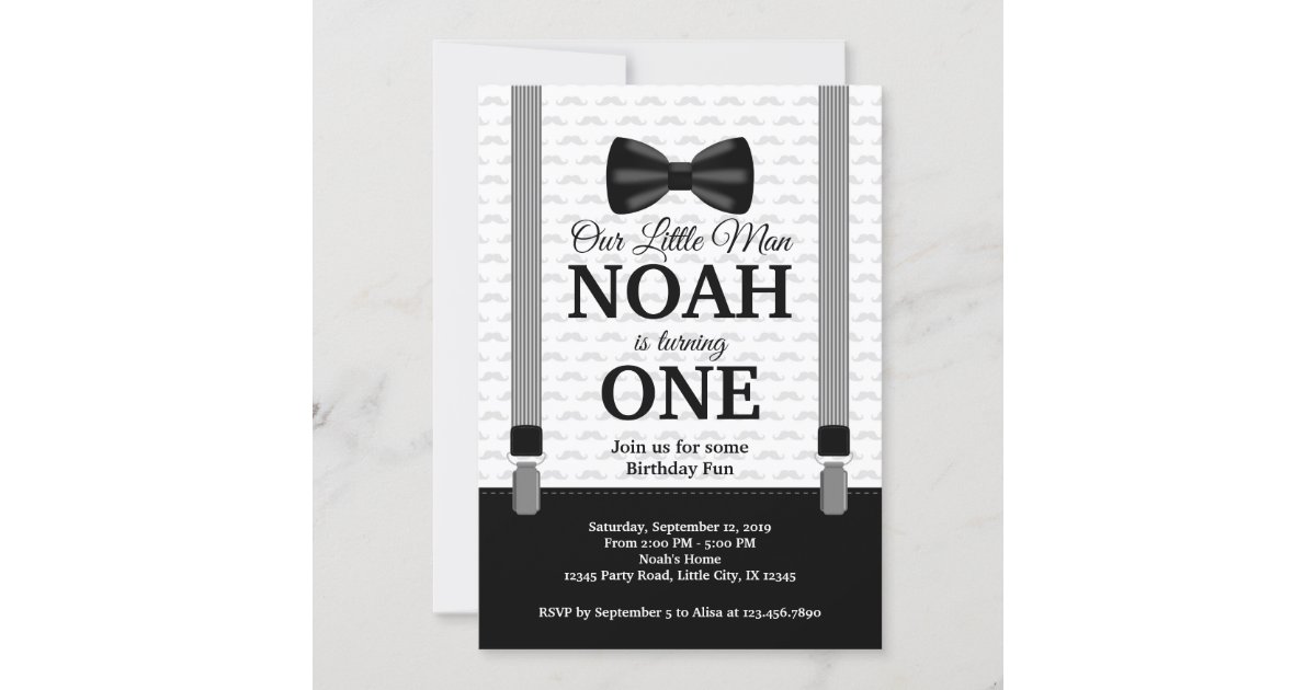 Little Man first birthday invitation boy birthday | Zazzle
