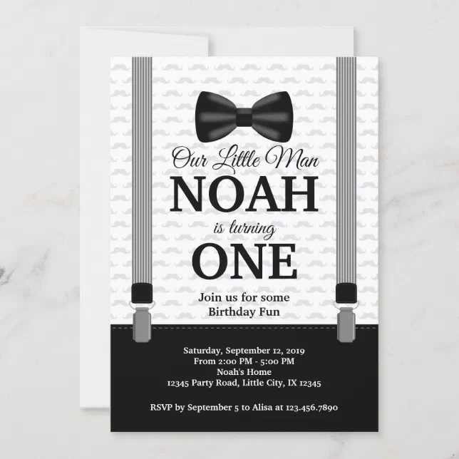Little Man first birthday invitation boy birthday | Zazzle