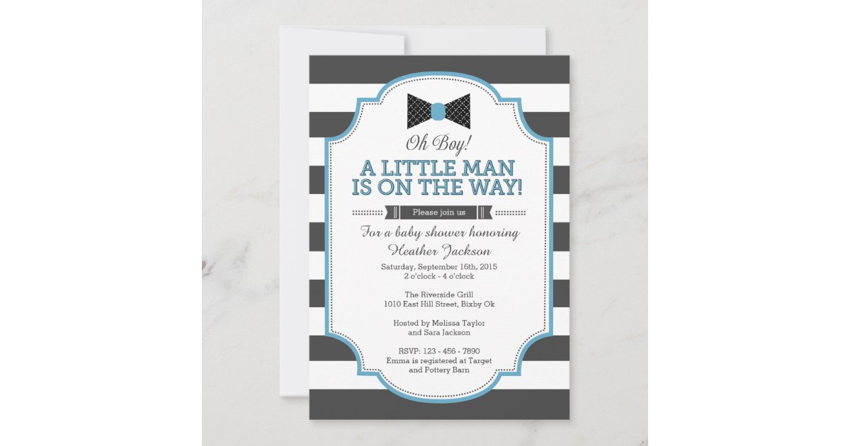 Little Man Invitation, Bow Tie Invitation 5x7 | Zazzle
