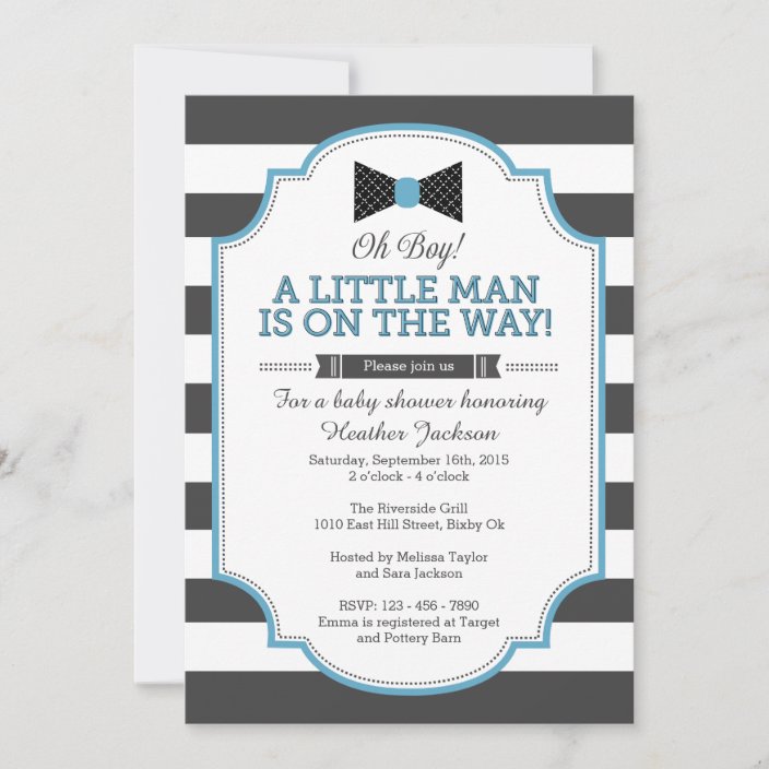 Little Man Invitation, Bow Tie Invitation 5x7 | Zazzle.com