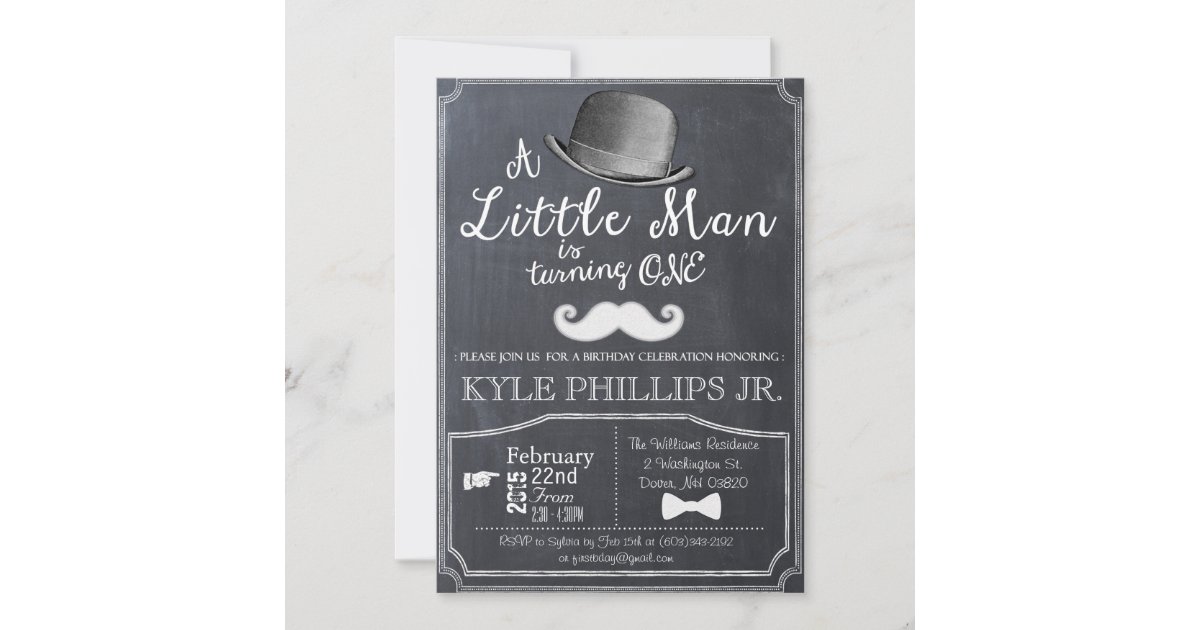 Little Man Lil Man 1st First Birthday Invitation | Zazzle