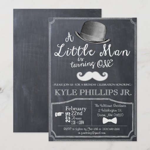 Little Man Lil Man 1st First Birthday Invitation | Zazzle