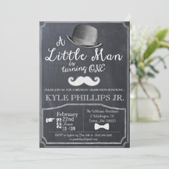 Little Man Lil Man 1st First Birthday Invitation | Zazzle