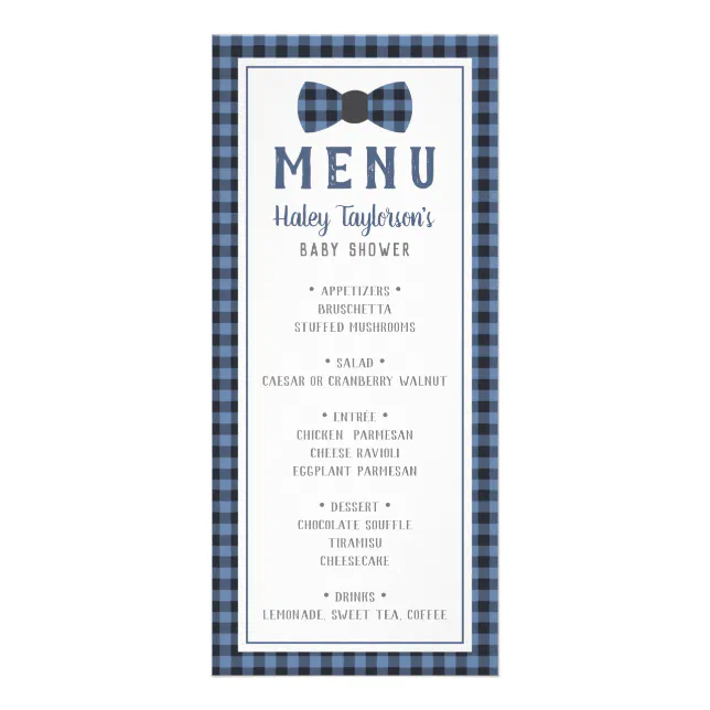 Little Man Menu Card, Baby Shower | Zazzle