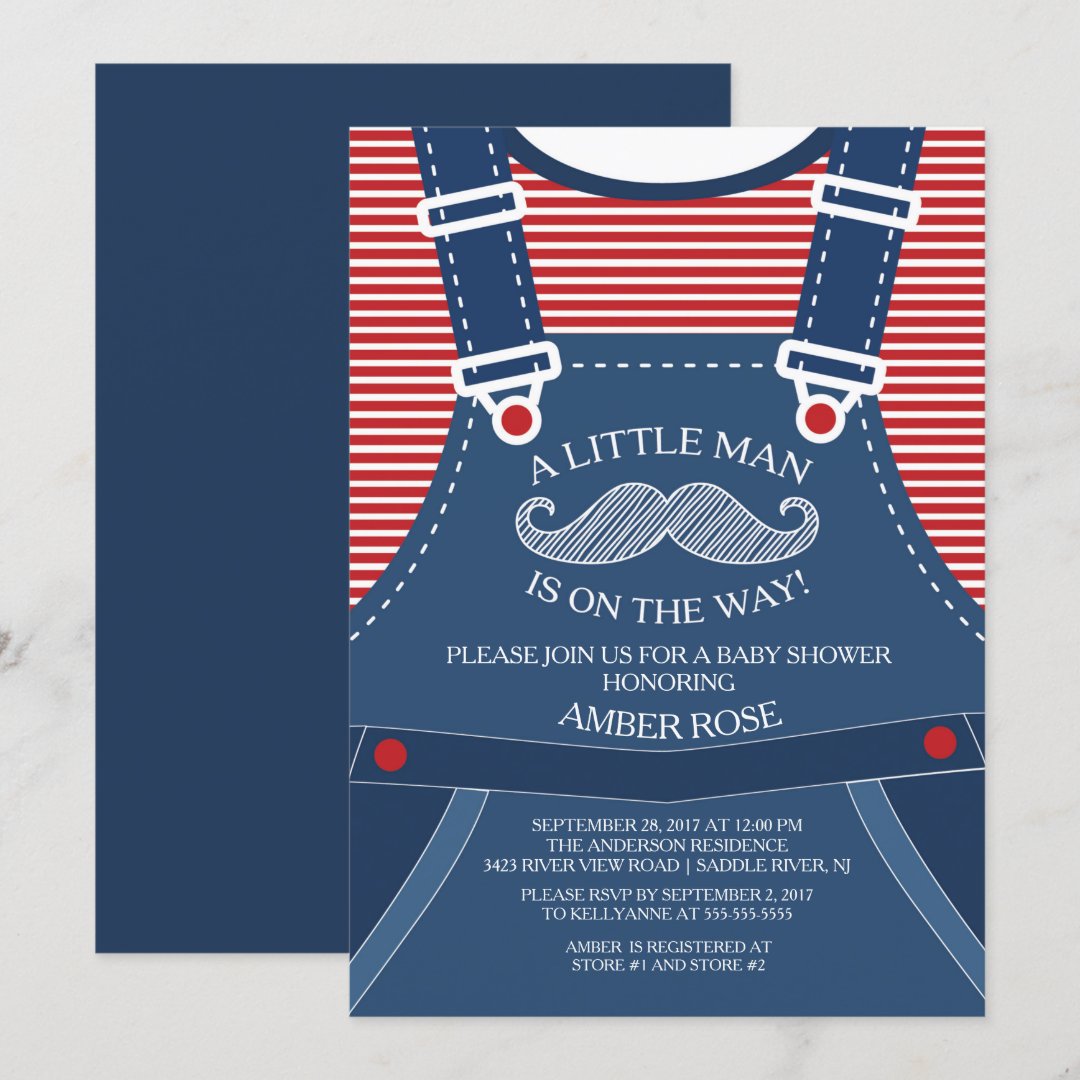 Little Man Mustache Baby Shower Invitation | Zazzle
