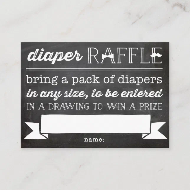 Little Man Mustache Chalkboard Diaper Raffle Card | Zazzle