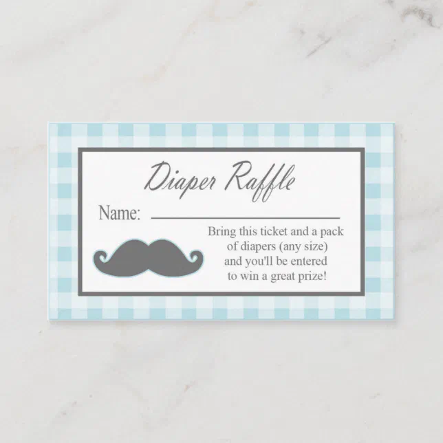 Little Man Mustache Diaper Raffle Ticket Enclosure Card | Zazzle