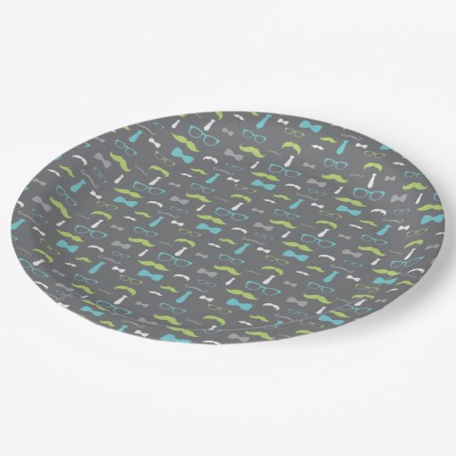 Little Man Paper Plate, Teal, Lime, Gray Paper Plates | Zazzle