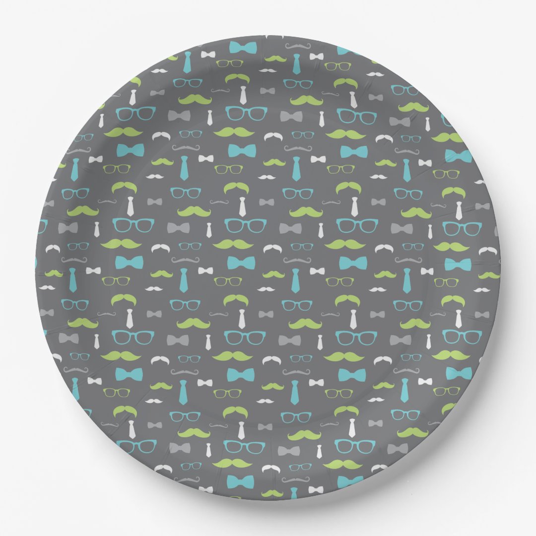 Little Man Paper Plate, Teal, Lime, Gray Paper Plates | Zazzle
