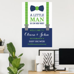 Little Man Welcome Sign Poster, Baby Shower | Zazzle