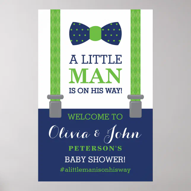 Little Man Welcome Sign Poster, Baby Shower | Zazzle