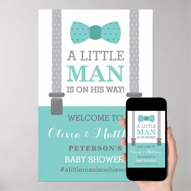 Little Man Welcome Sign Poster, Baby Shower | Zazzle