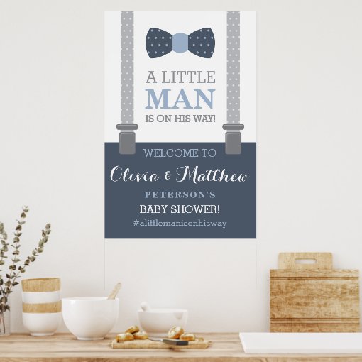 Little Man Welcome Sign Poster, Baby Shower | Zazzle