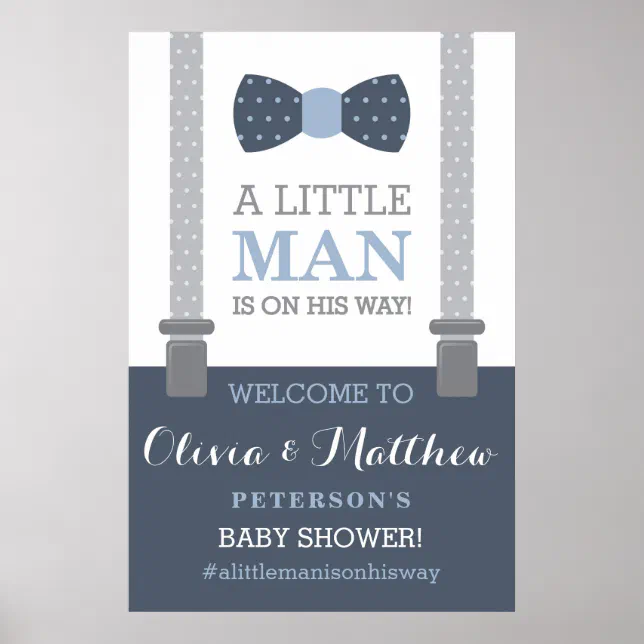 Little Man Welcome Sign Poster, Baby Shower | Zazzle