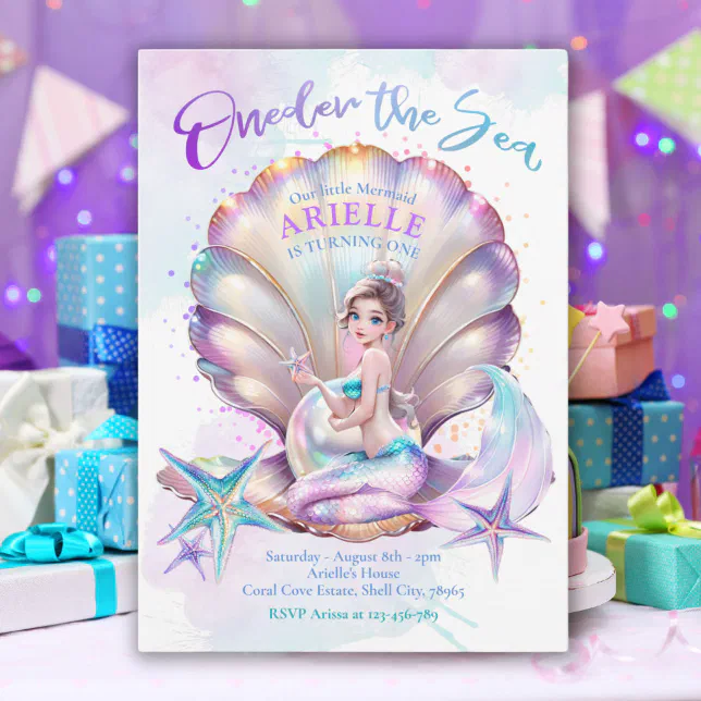 Little Mermaid 1st Birthday ONEder The Sea Mermaid Invitation | Zazzle