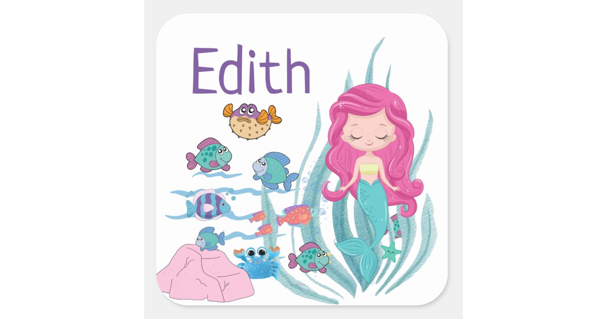 Little Mermaid Name Sticker | Zazzle