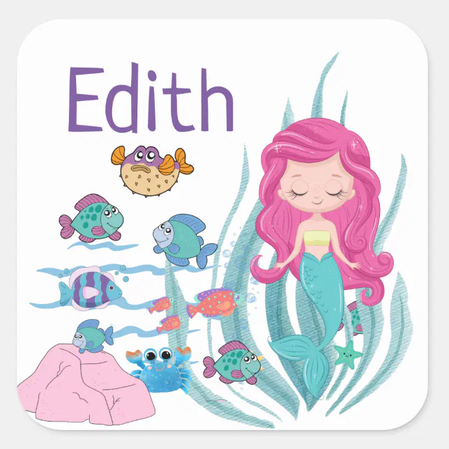 Little Mermaid Name Sticker | Zazzle