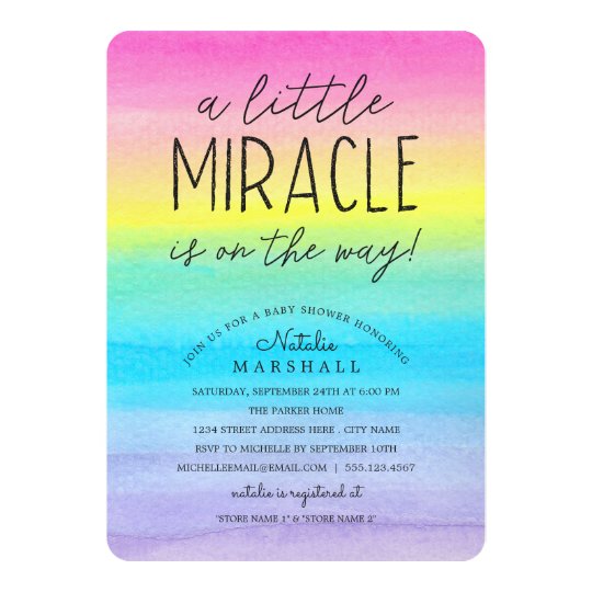 Little Miracle | Watercolor Rainbow Baby Shower Invitation | Zazzle.com