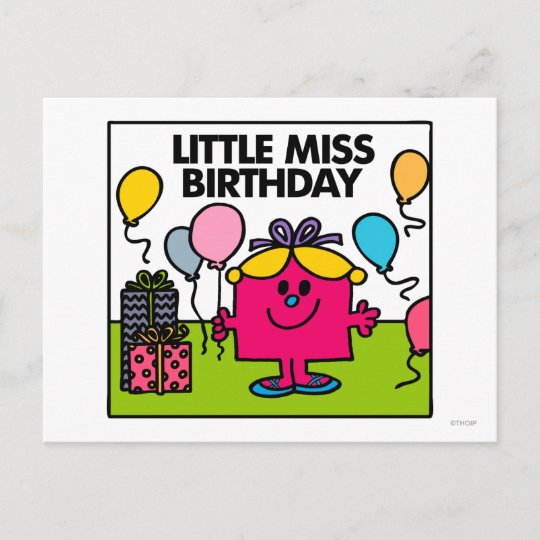 Little Miss Birthday | Presents & Balloons Postcard | Zazzle.com