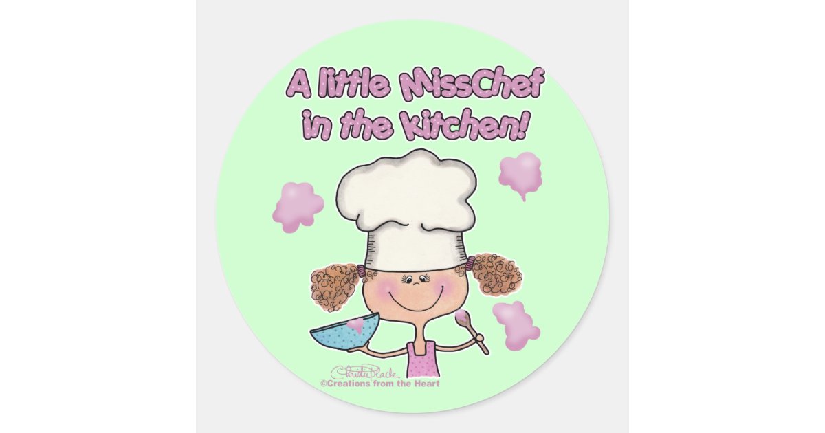 Little Miss Chef Classic Round Sticker | Zazzle