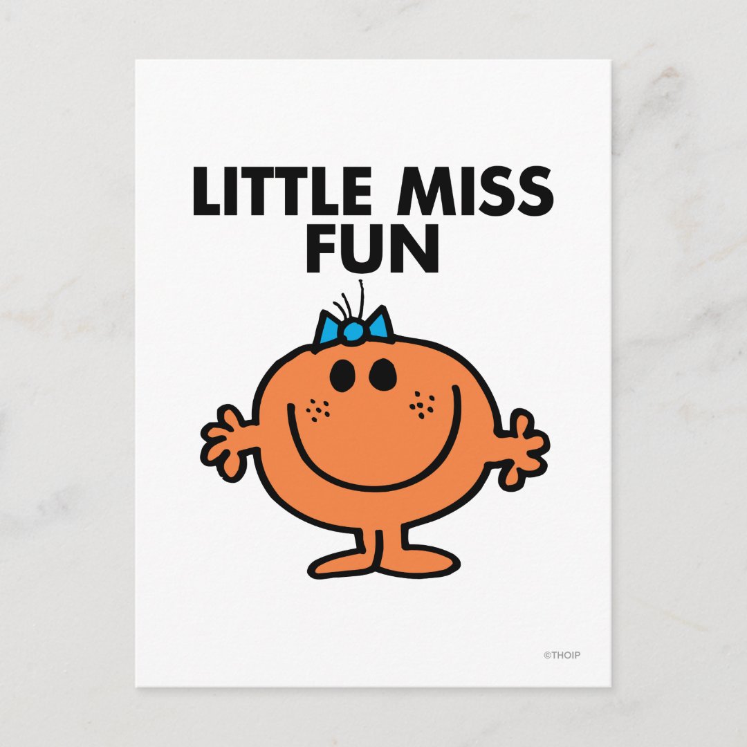 Little Miss Fun | Black Lettering Postcard | Zazzle