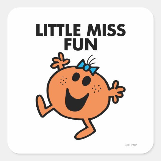Little Miss Fun Waving Joyously Square Sticker | Zazzle.com