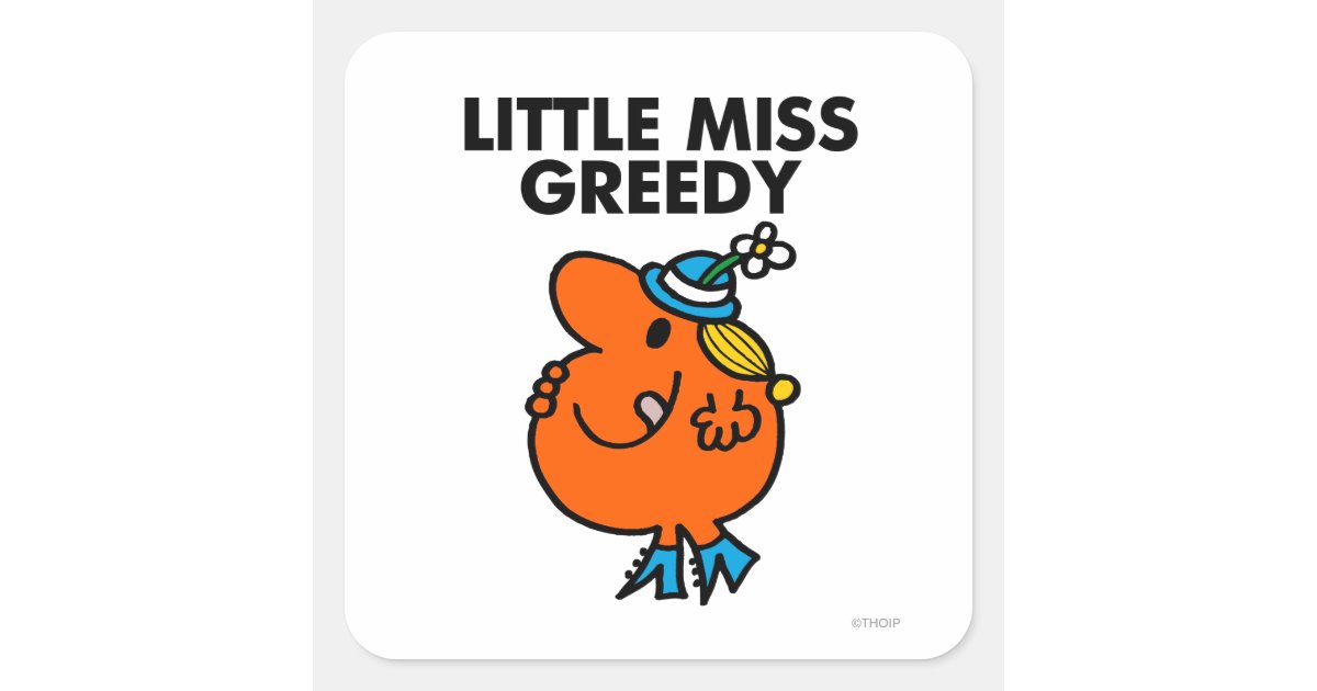 Little Miss Greedy Licking Her Lips Square Sticker | Zazzle