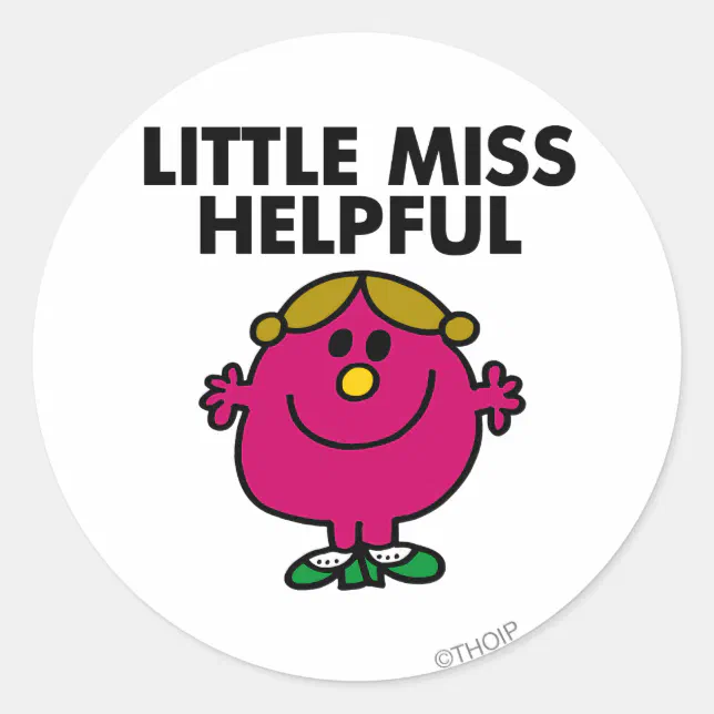 Little Miss Helpful Classic Classic Round Sticker | Zazzle