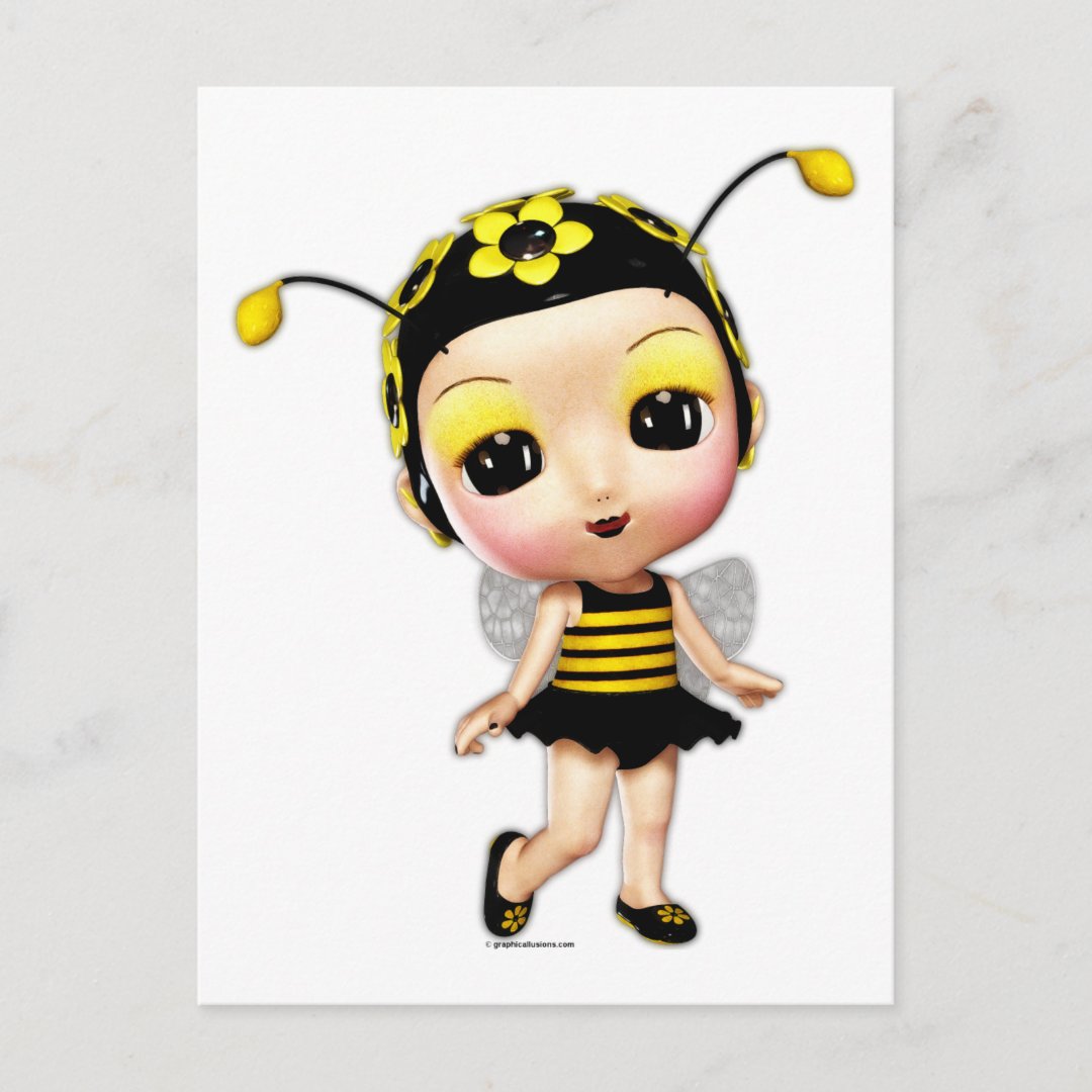 Little Miss Lady Bumblebee Postcard | Zazzle