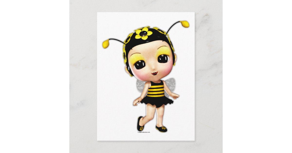 Little Miss Lady Bumblebee Postcard | Zazzle