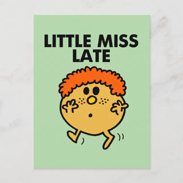Little Miss Late | Black Lettering Postcard | Zazzle