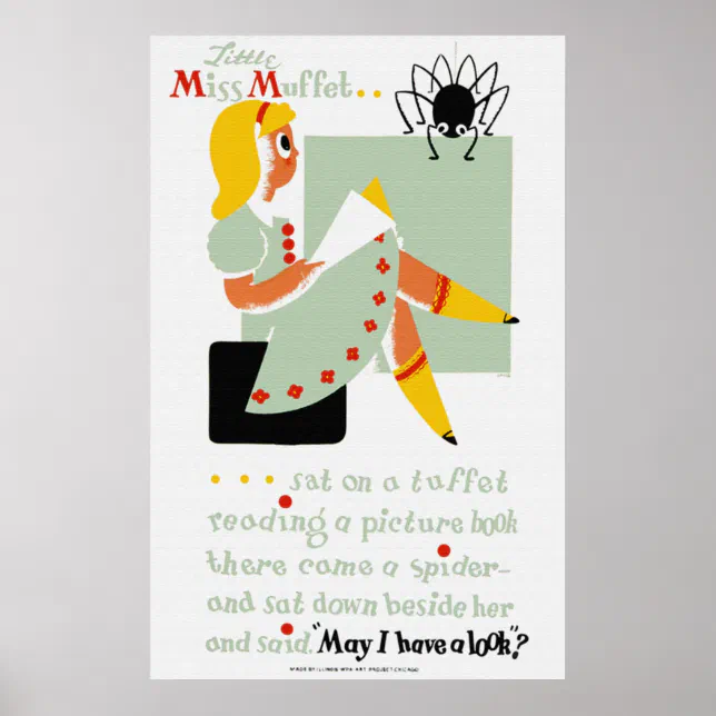 Little Miss Muffet Reading Poster | Zazzle