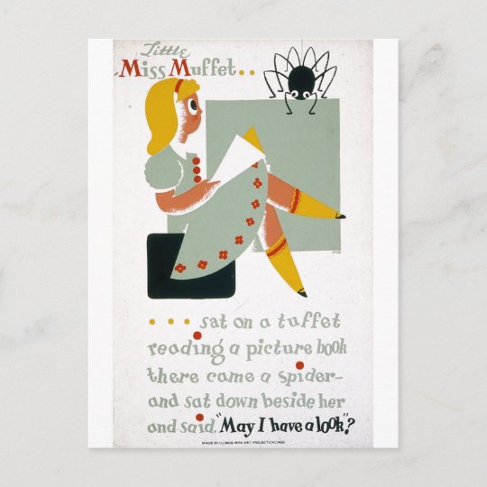 Little Miss Muffet Sat on a Tuffet 1940 poster Postcard | Zazzle.com