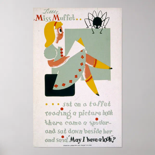 Little Miss Muffet Sat on a tuffet Poster | Zazzle